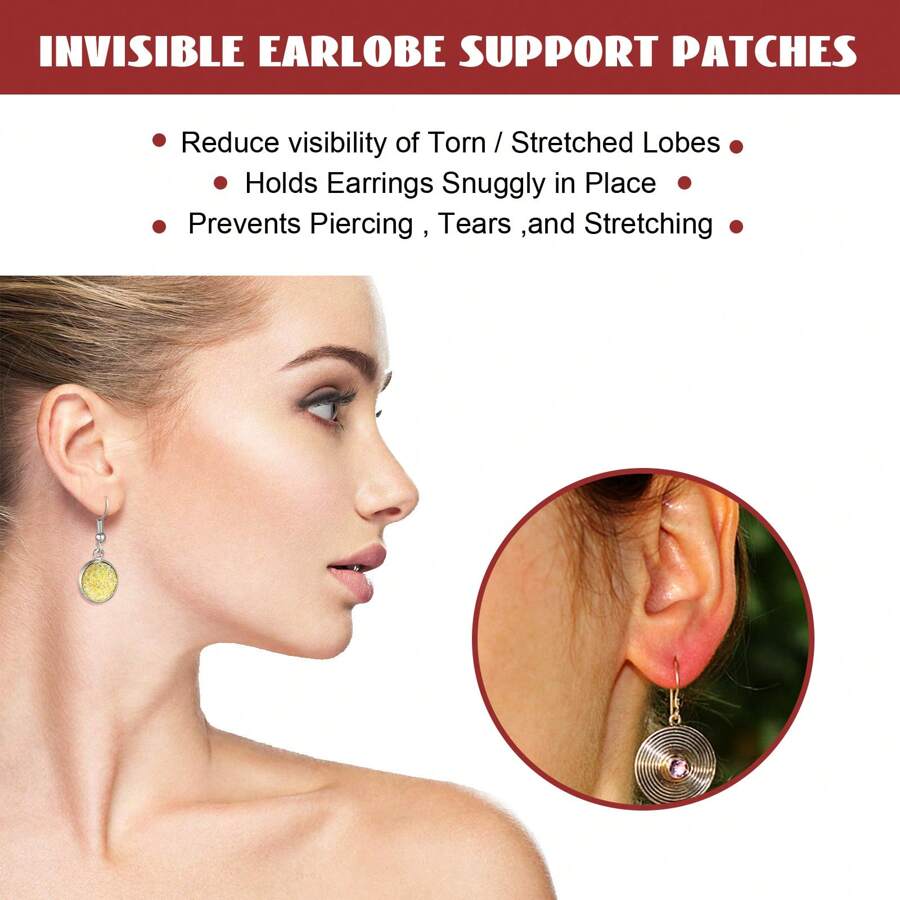 200pcs Transparent Invisible Ear Lobe Protector Patches, Women Ear Hole ...