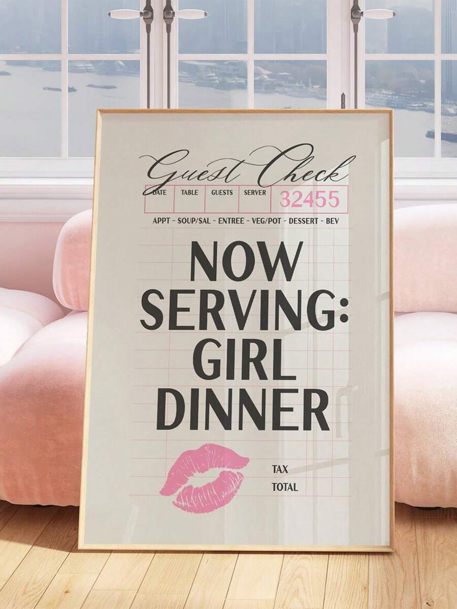 Girl Dinner College Apartment Canvas Poster Print Funny Kitchen Prints ...