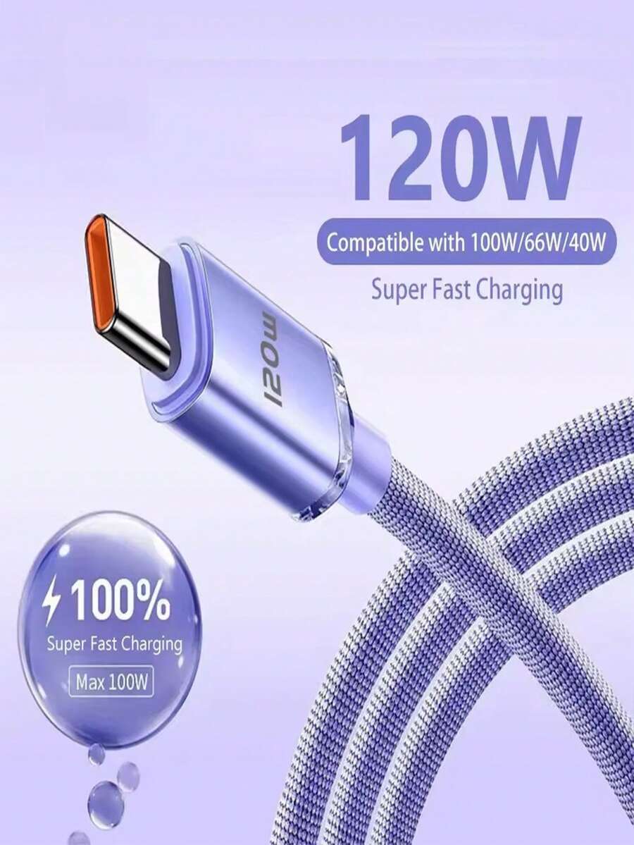120W 1M USB To USB-C Super Fast Charging Cable For Xiaomi/Samsung ...