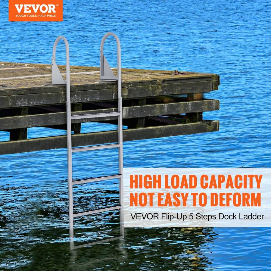 VEVOR VEVOR Dock Ladder Flip-Up 5 Steps, 350 Lbs Load Capacity, Pontoon ...
