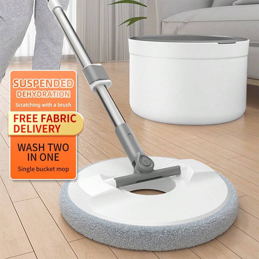 Ensemble de seau et moppe rotative pour ménage avec 2 chiffons à moppe ...