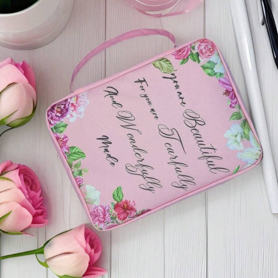 Bible Cover, Floral Bible Case With Handle & Pocket, Bible Book Case ...