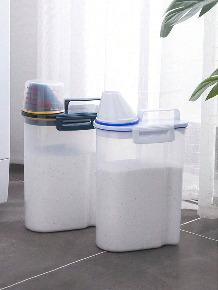 1pc Home Laundry Powder Storage Box With Lid And Measuring Cup, Large ...