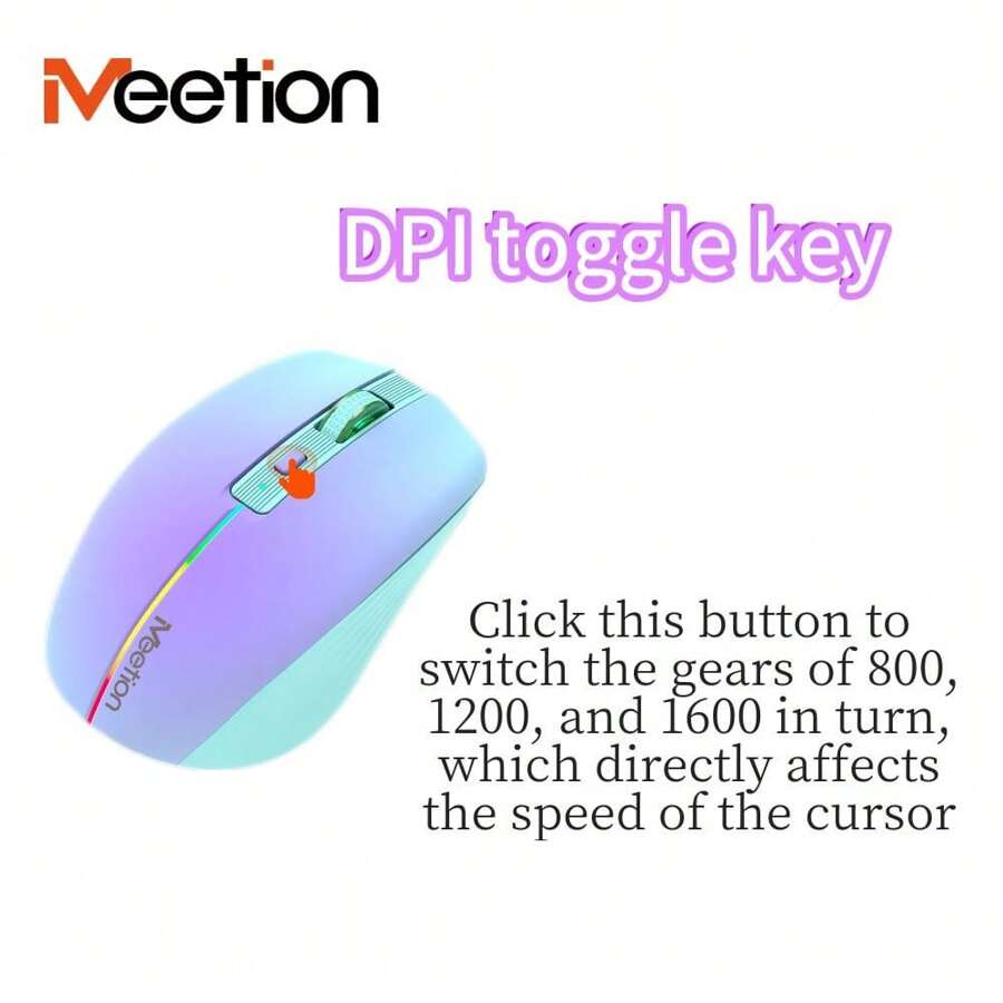 Meetion Dual Mode Wireless Bluetooth Mouse Gradient Color Mouse Rechargeable Computer Mouse