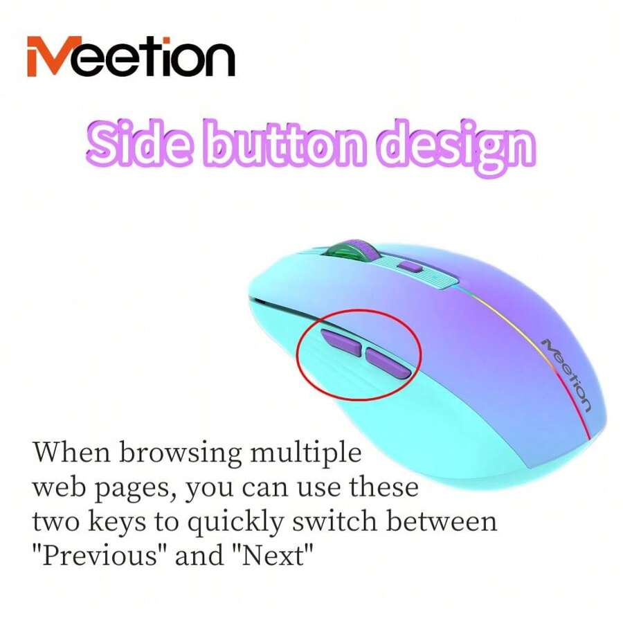 Mouse Bluetooth sem fio, mouse de gradiente de cor, mouse recarregável ...