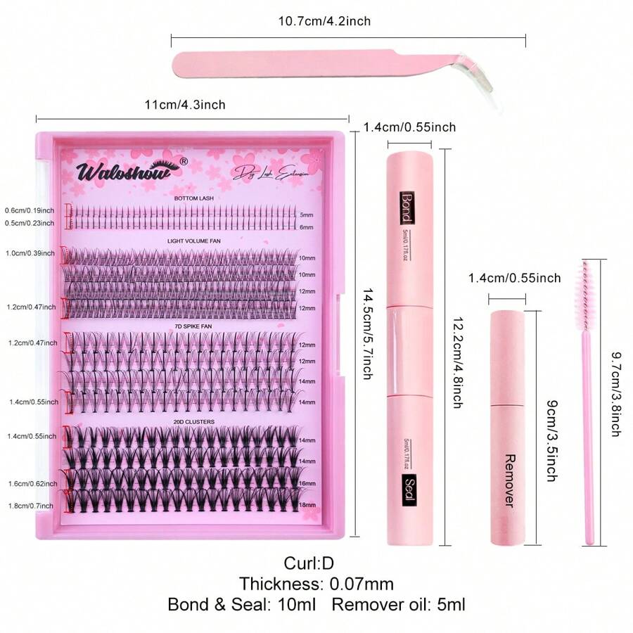 Kit d'extension de cils en grappes DIY 4 styles, 400pcs 4 styles d ...