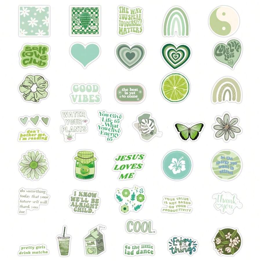 Danish Pastel Green Stickers Decals[60Pack], Green Aesthetic Graffiti ...