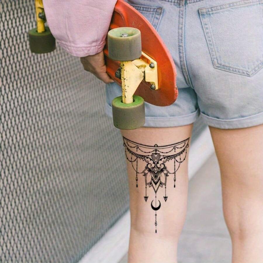 3 Sheets Thigh Wreath Sexy Flower Temporary Tattoo Stickers, Adult Art ...