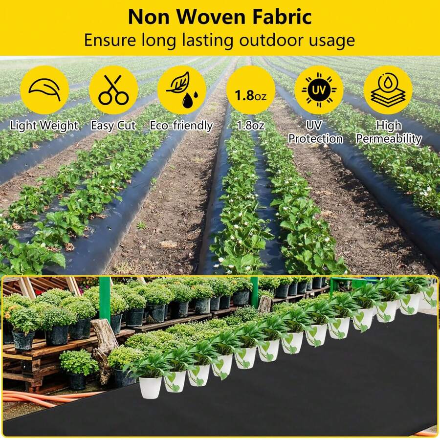 6ft X300ft Weeds Barrier Landscape Fabric, Premium Non-Woven 1.8oz ...