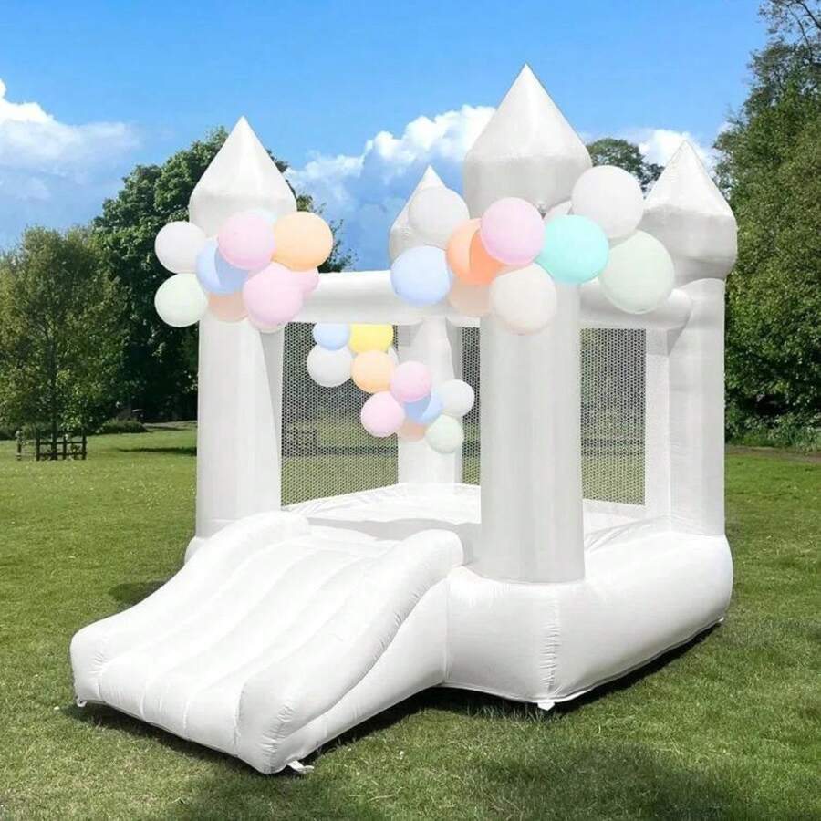 Moonwalk Inflatable Bouncy Castle For Kids 6' X 9' White Bounce House ...