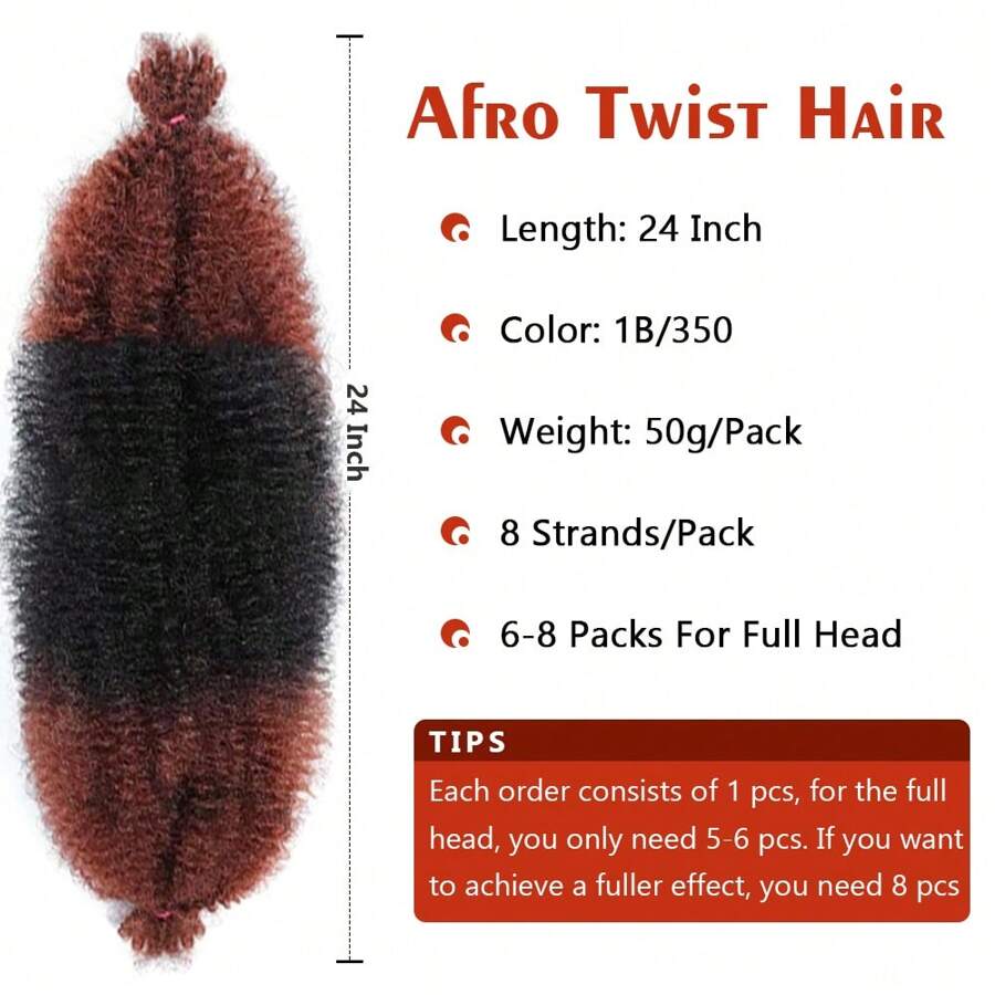 Afro Twist Hair 24 Inch 1 Packs Springy Afro Twist Hair Pre Fluffed ...
