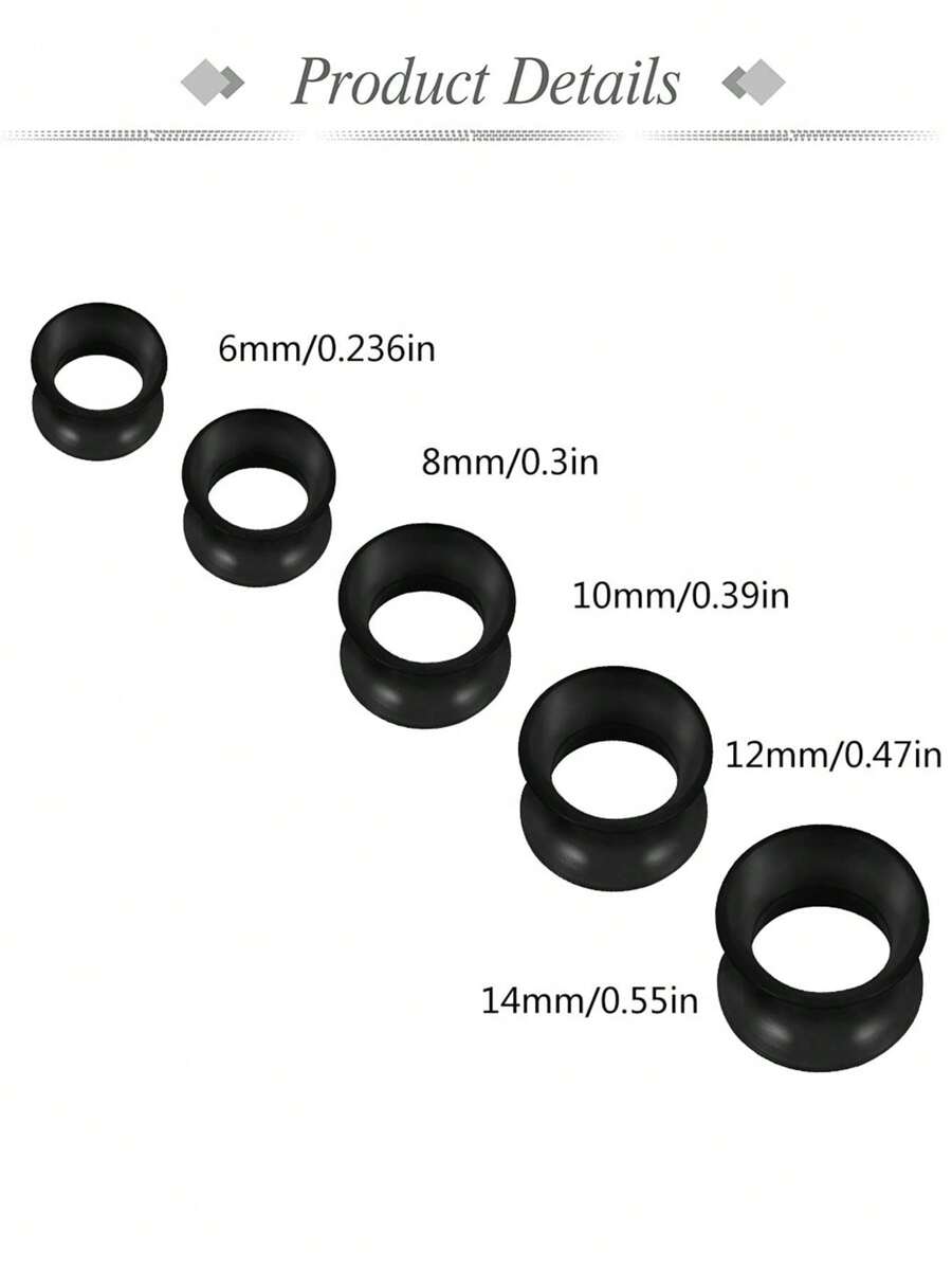 6 Pairs Ear Tunnels Plugs Silicone Ultra Thin Ear Gauges And Hard ...