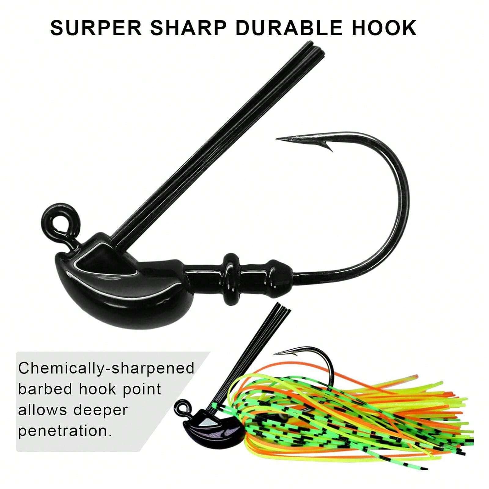 5pcs Weedless Soft Bait Hooks With Anti-Hangnail Pin, 7g10g14g Lead ...
