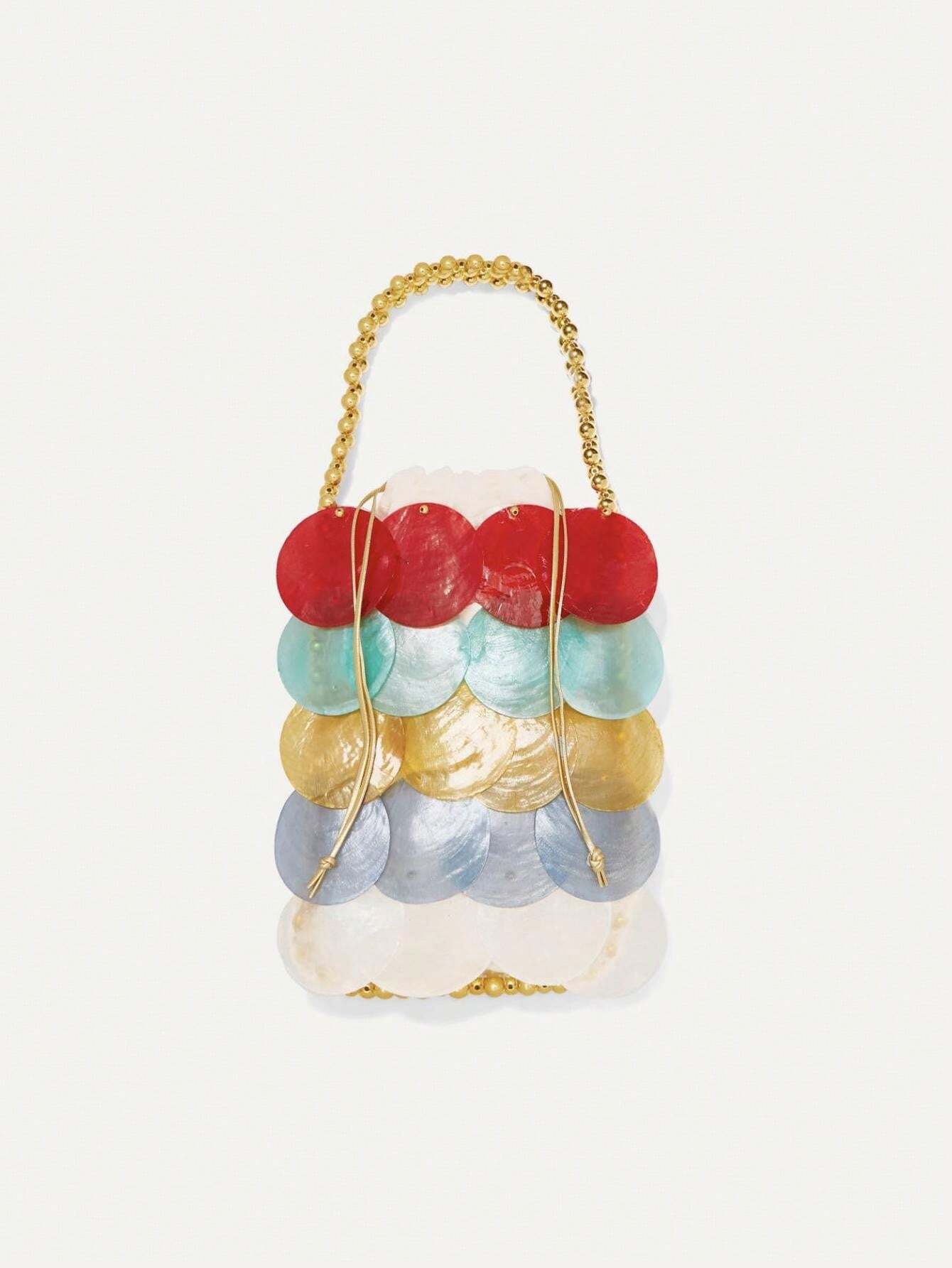 2024 New Summer Colorful Shell Beach Bag, Fish Scale Beaded Concave ...