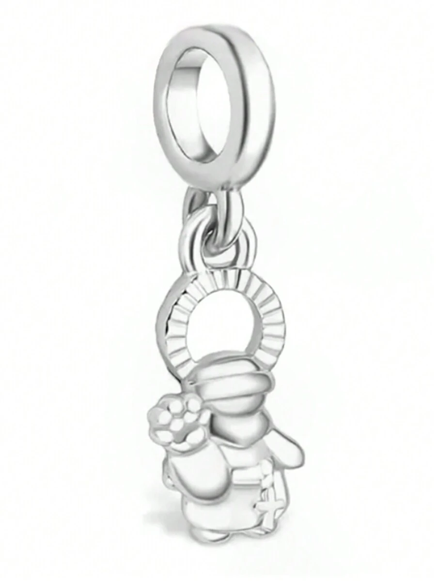 1 ชิ้น Minimalist 925 เงินสเตอร์ลิง Mascot จี้ลูกปัด DIY สร้อยคอ ยูนิเ ...