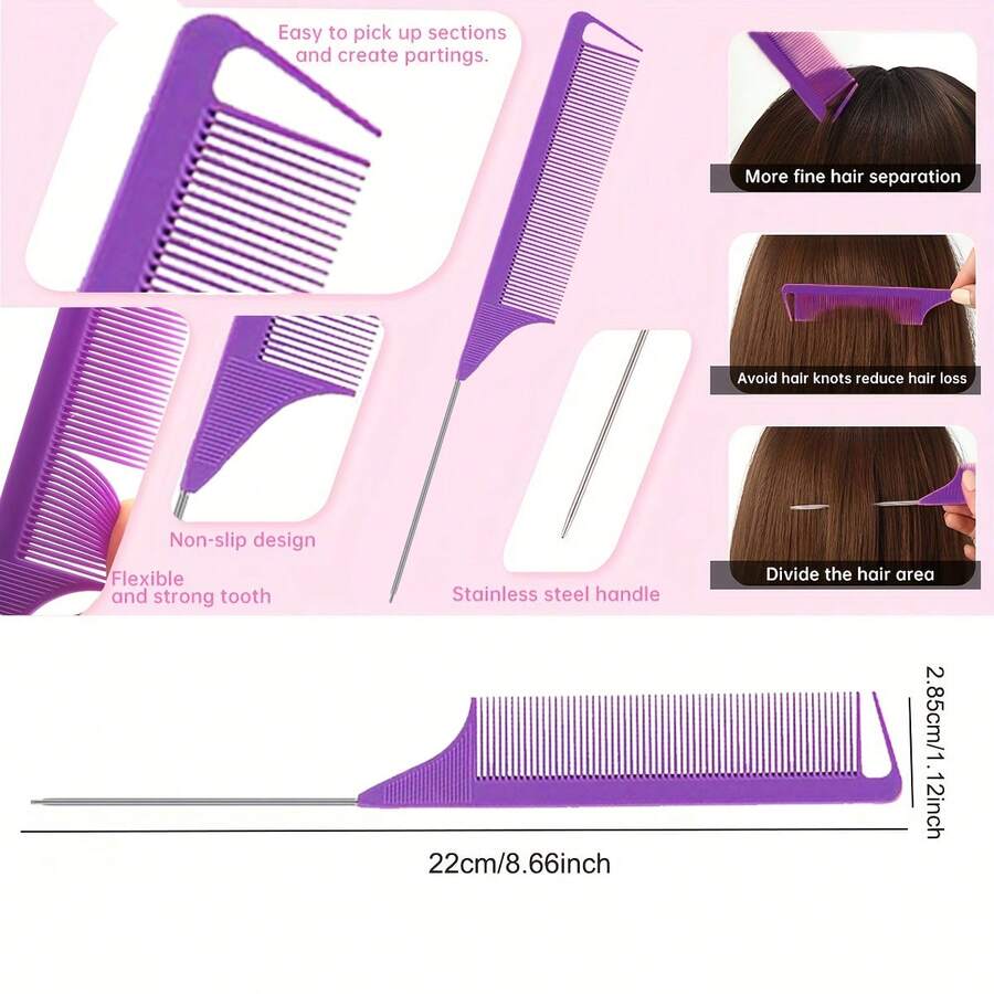 10-Piece Hair Styling Comb Set, Combing Hair Brush, Triple Combing Comb ...