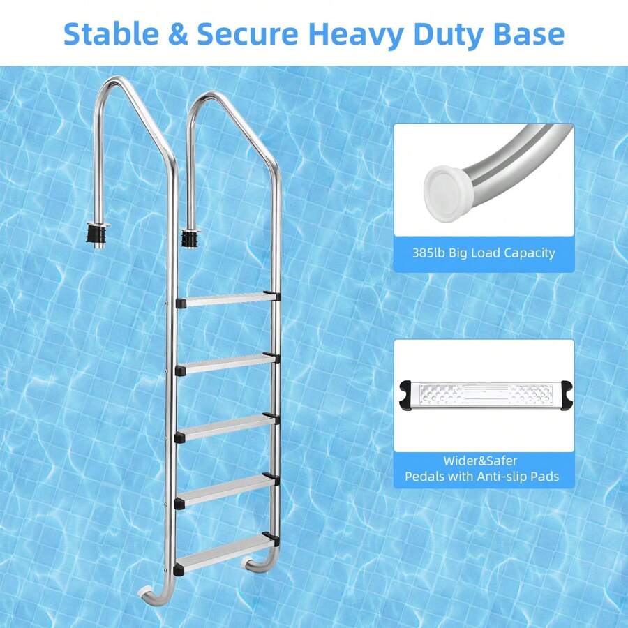 Pool Ladder, 304 Stainless Steel Swimming Pool Ladder, Heavy Duty Pool ...