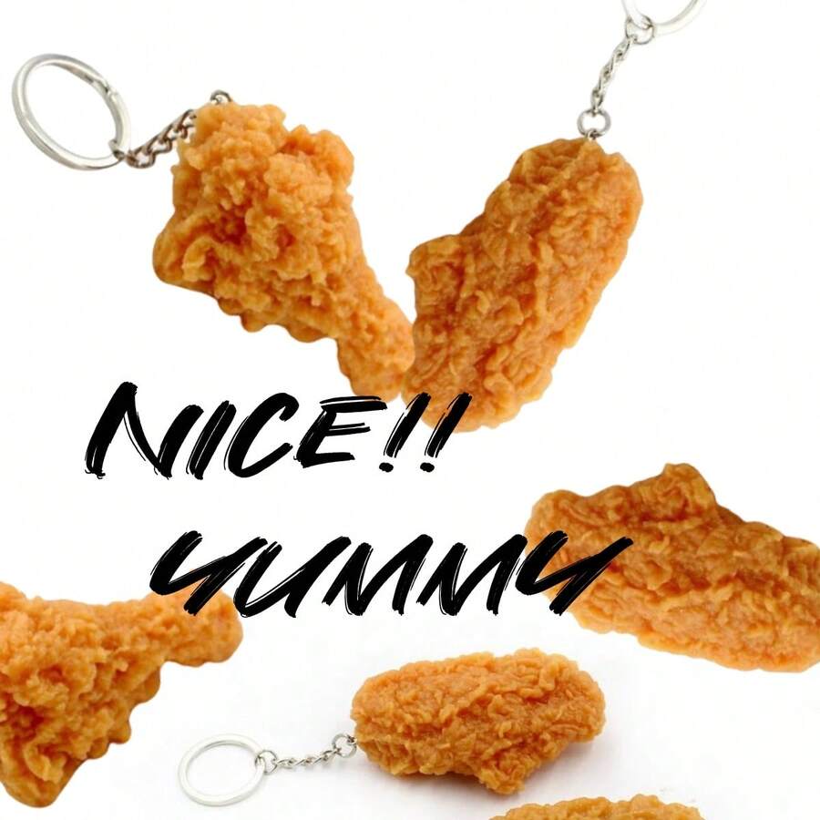 Deep Fried Chicken Keychain (1-Pack): Drumstick And Chicken Wing Design ...