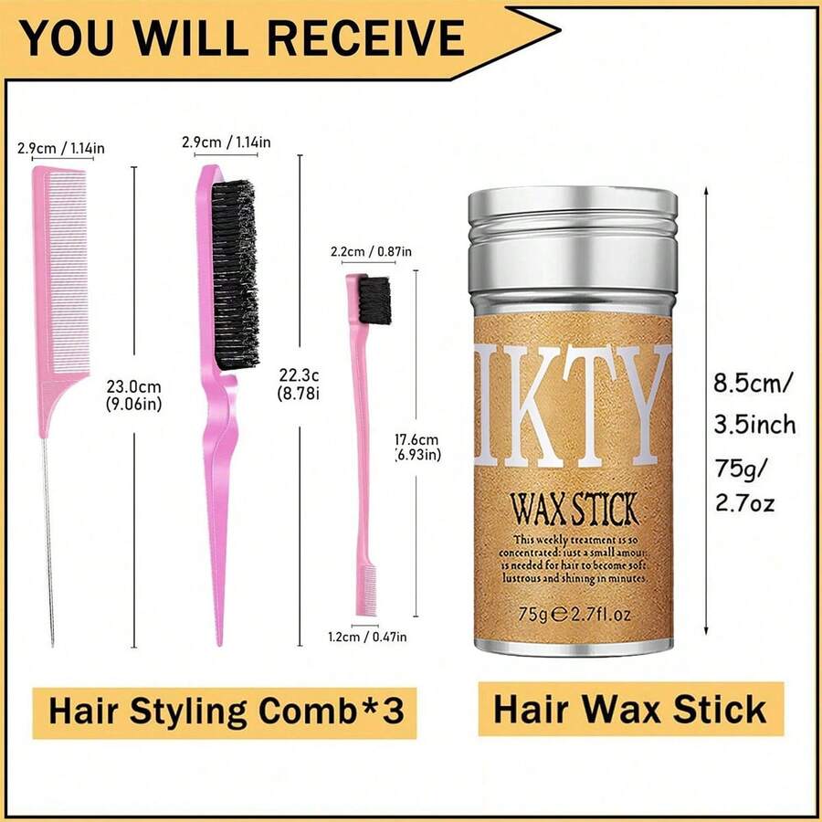 Hair Wax Stick For Wigs With Pink Brushes Bed Head Stick Edge Control ...