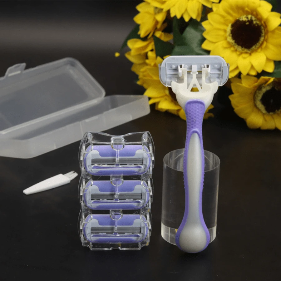 1 Box With One Knife Holder And Three Manual Shavers, Women's Shaver ...