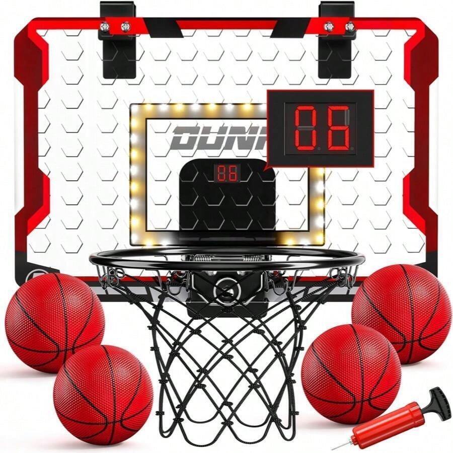 LED Basketball Hoop Electronic Scoring Wall-Mounted Portable Basketball ...