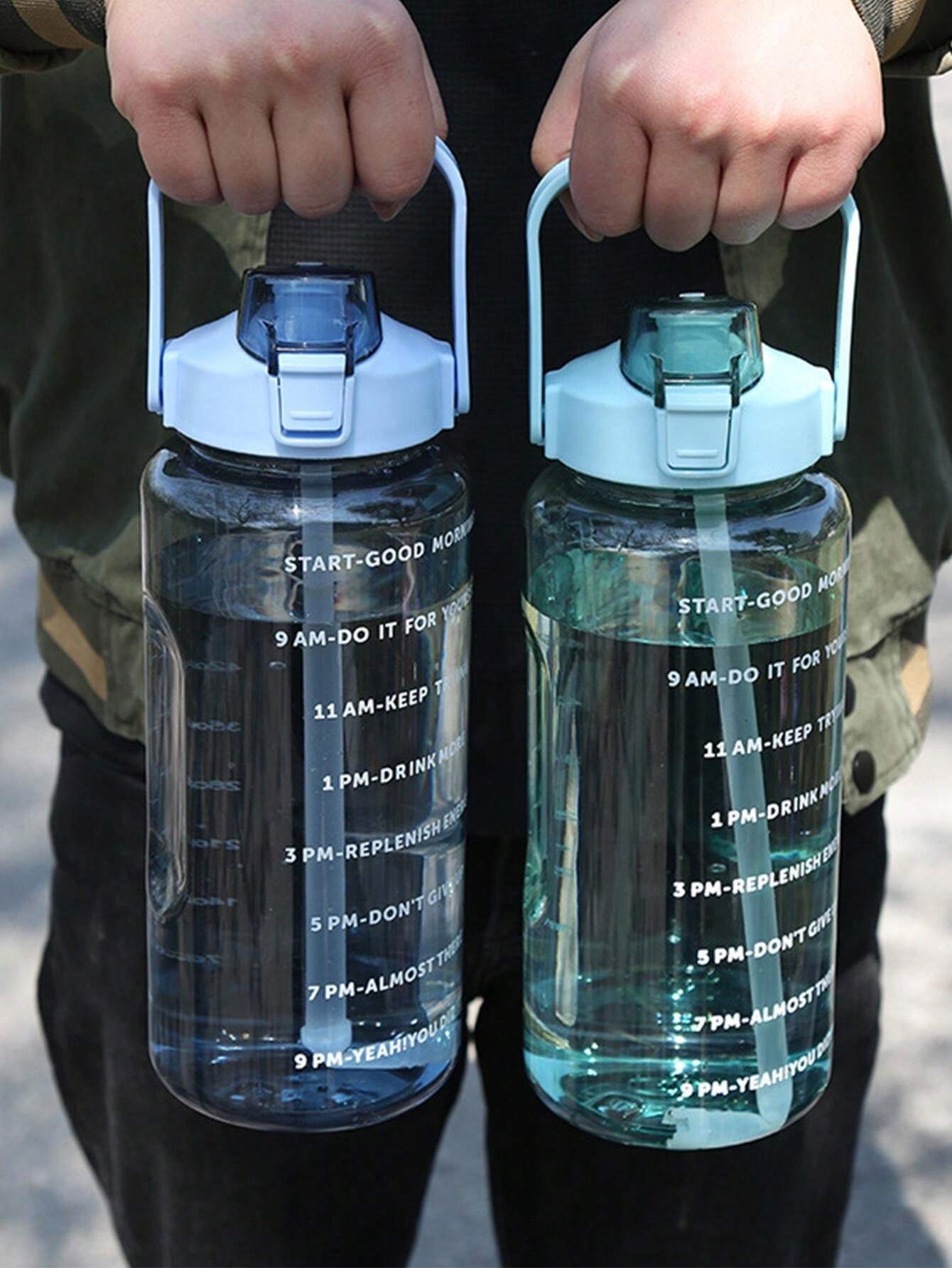 1pc 67oz/2000ml Large Capacity Sports Water Bottle, Transparent With Scale, Inspirational Sports ...