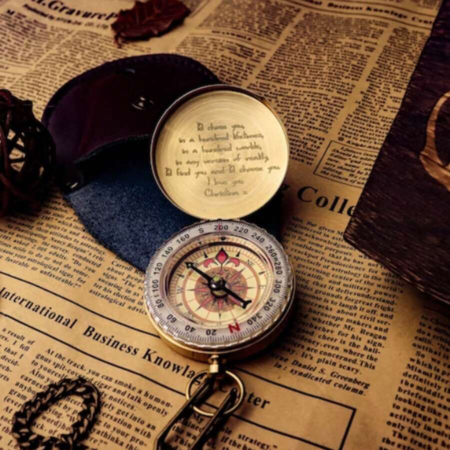 Personalized Engraved Brass Compass With Handwriting | Custom Working ...