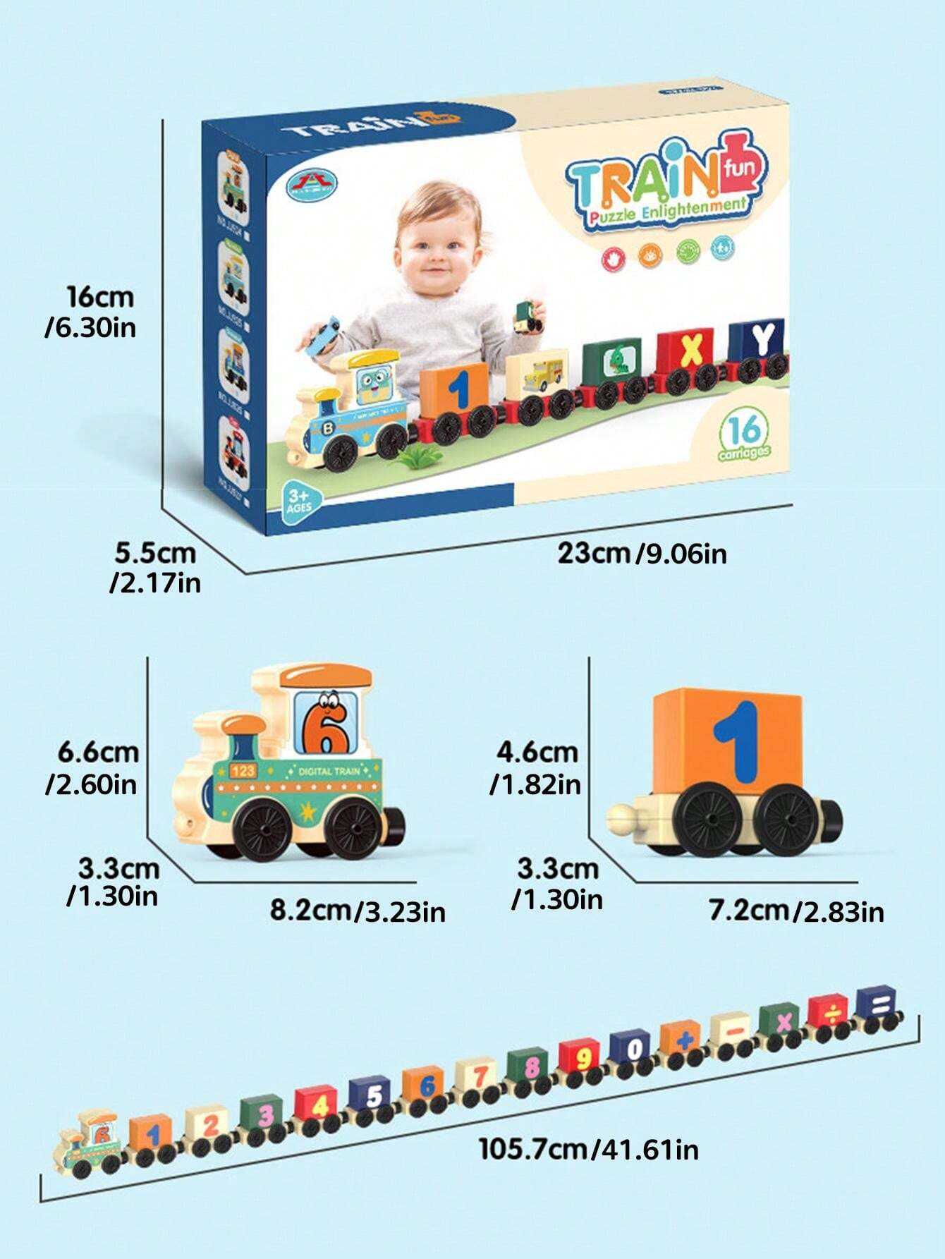 Fun Train Toy Car Trailer Toy Introduces Young Children To Numbers And ...