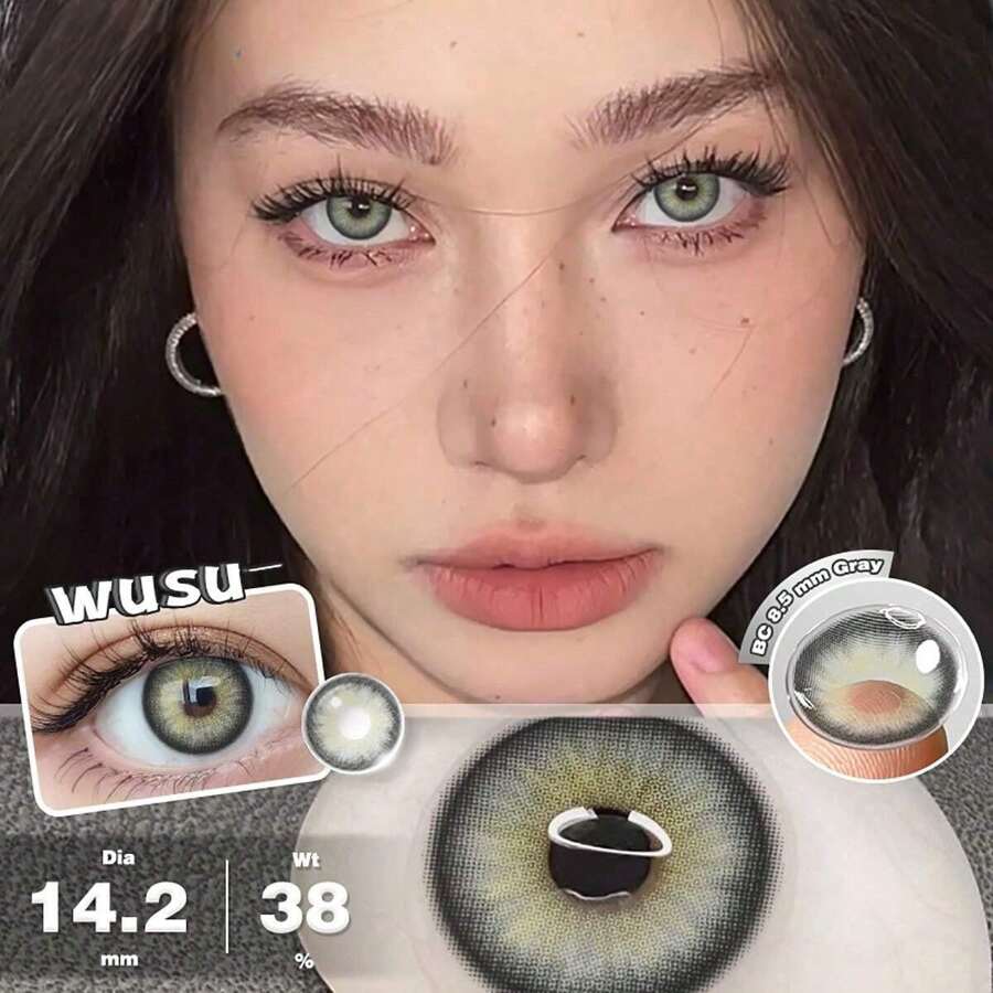 1 Pair New Gray Yearly Soft Contact Lenses For Eye Beauty And Makeup ...