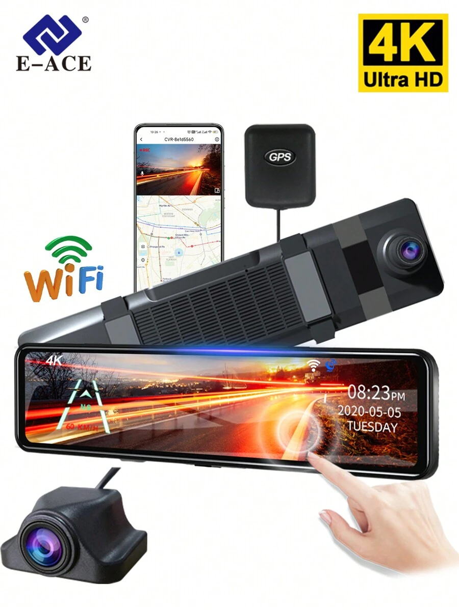 Dashcam 4K GPS WIFI Touch 12 Inch Night Vision Car DVR Dash Cam Black ...