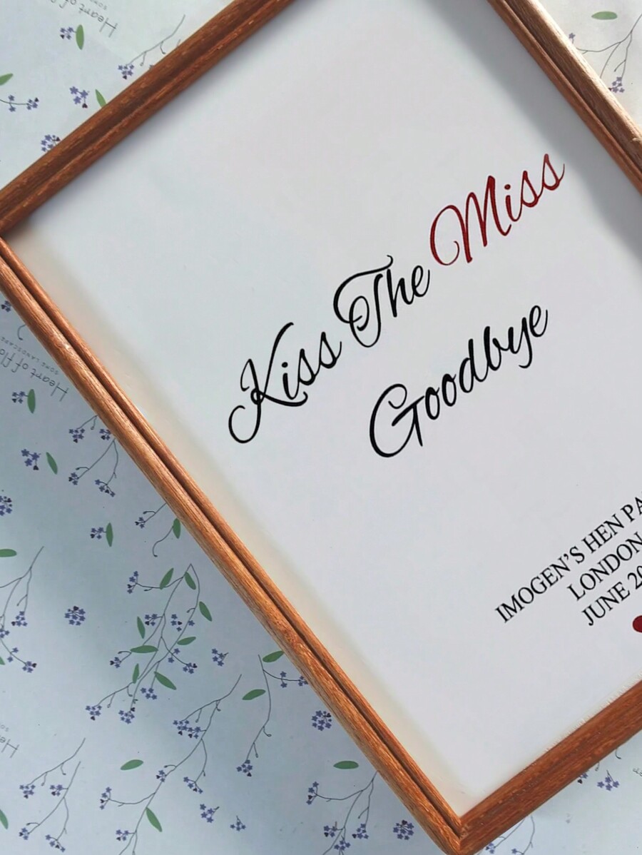 Kiss The Miss Goodbye, Hen Do Keepsake, Hens Night Supplies, Hens Night ...