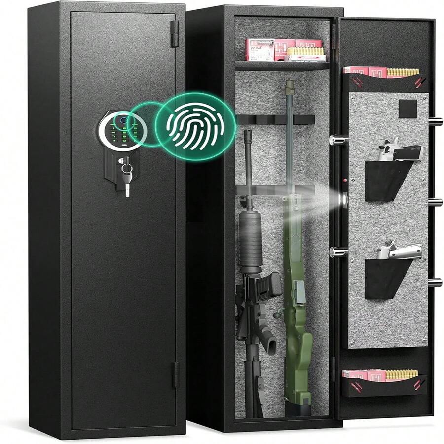 Kavey 2-3 Rifle Gun Safe, Biometric Fingerprint Gun Safe, Large Long ...