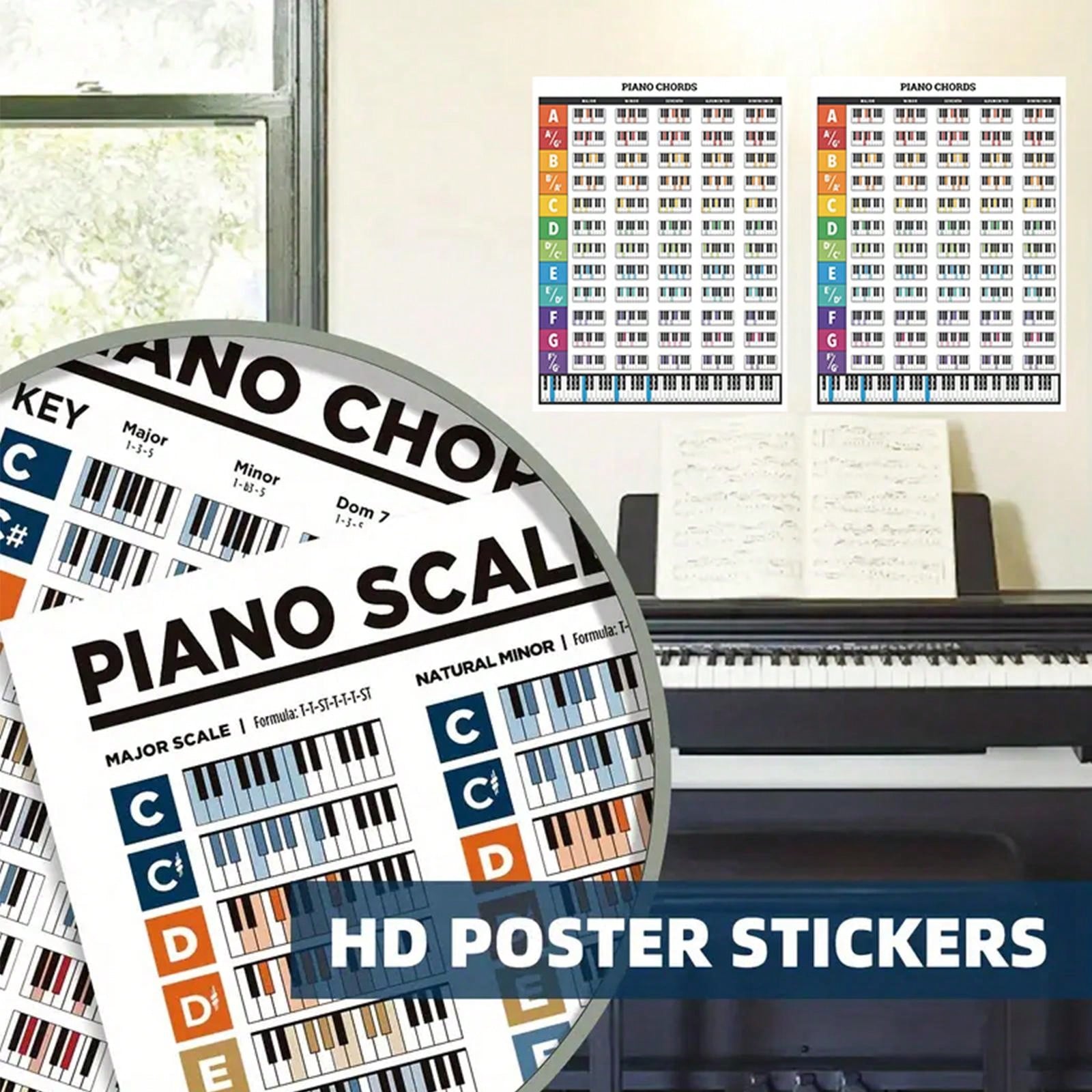 Piano Chords, Scales, And Music Theory Poster Sticker, Suitable For ...
