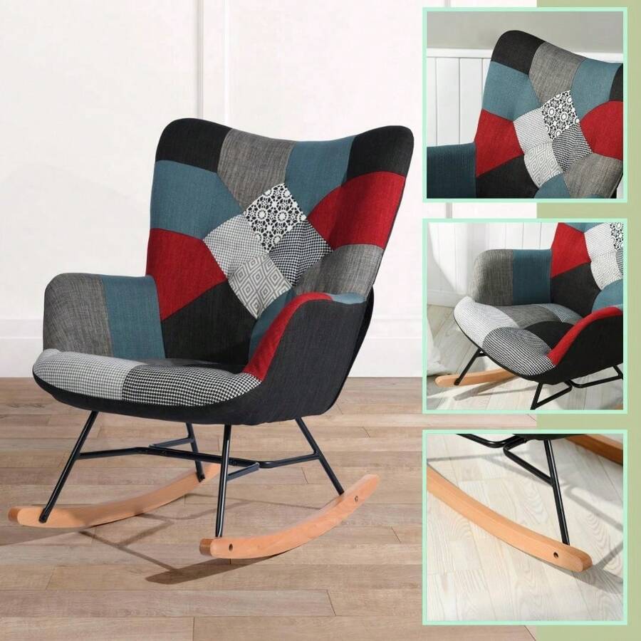 Meubles Cosy Mecedora Escandinava de Lactancia Silla de Ocio y Descanso en Tela Patchwork | Mode ...