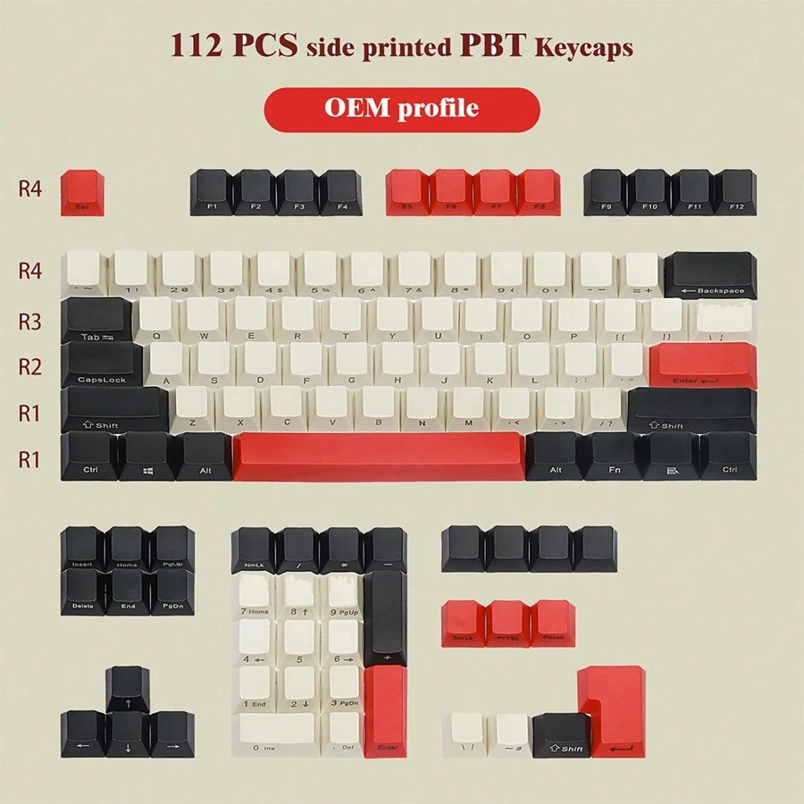 Keycaps Side Printed PBT Keycap Set OEM Profile Cherry MX Key Caps For ...