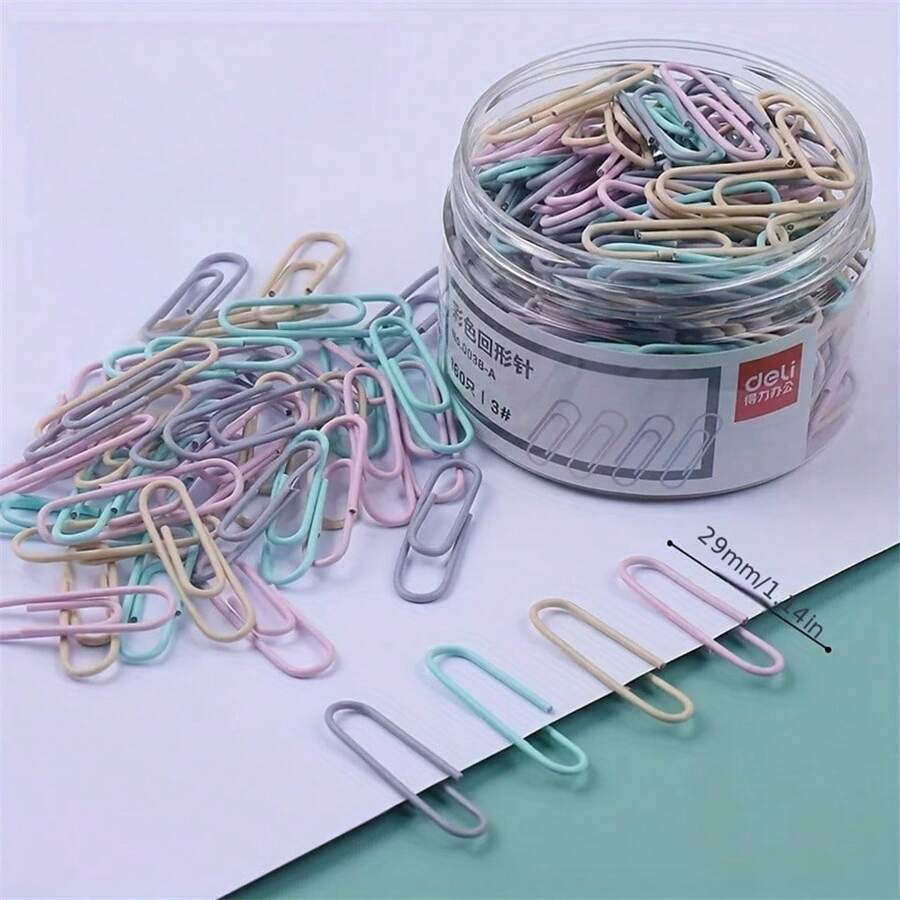 160pcs/Box Deli Morandi Colorful Series Paper Clips Deli Paper Clips ...