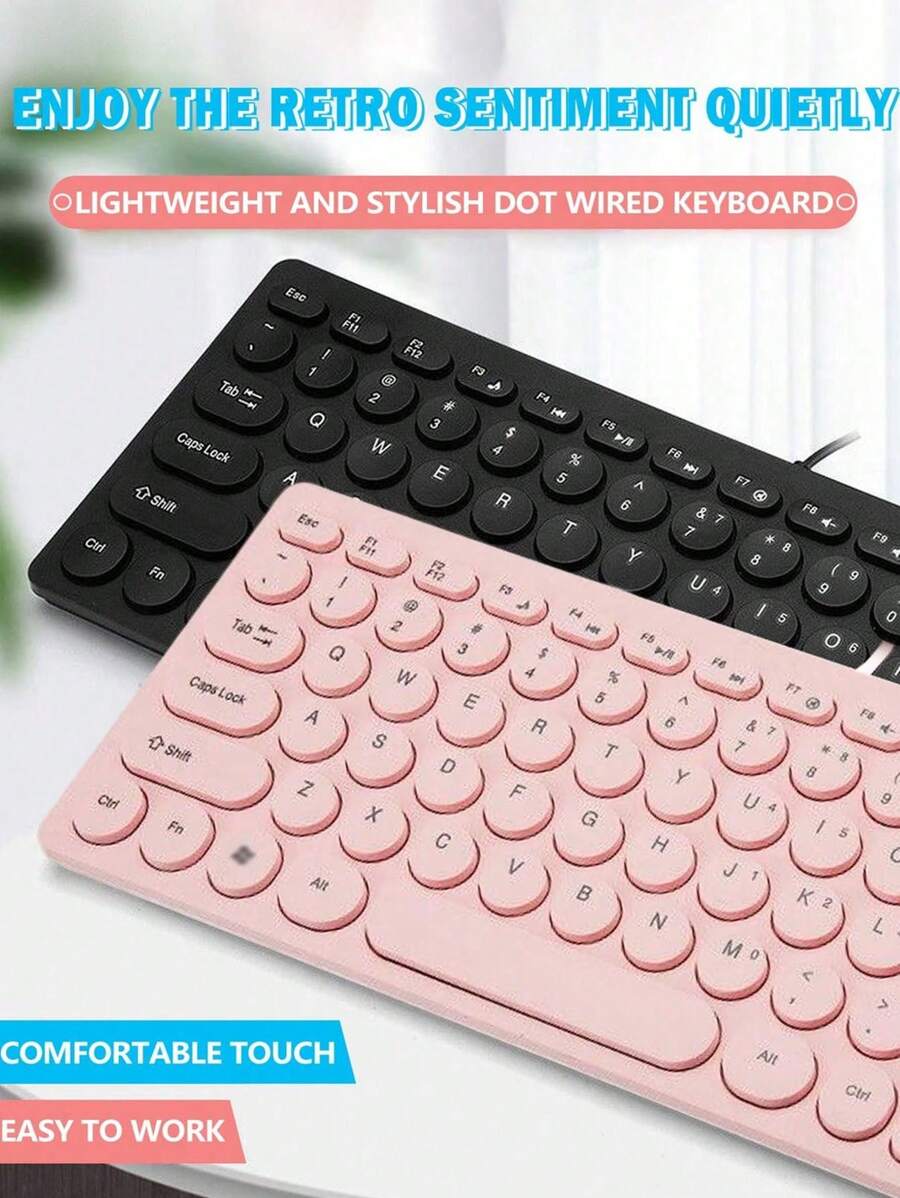 USB Punk Style Mini Keyboard For Desktop Computer, Silent Office Wired ...