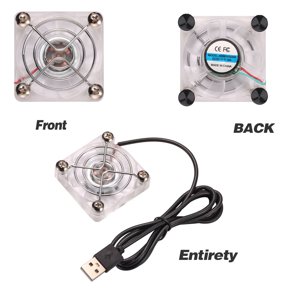 50mm USB Fan, 5V Speed Control Brushless DC Mini Cooling Fan For Mobile ...