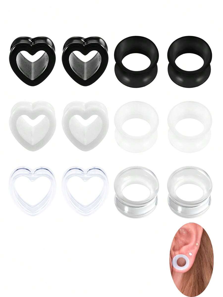6 Pairs Ear Tunnels Plugs Silicone Ultra Thin Ear Gauges And Hard ...
