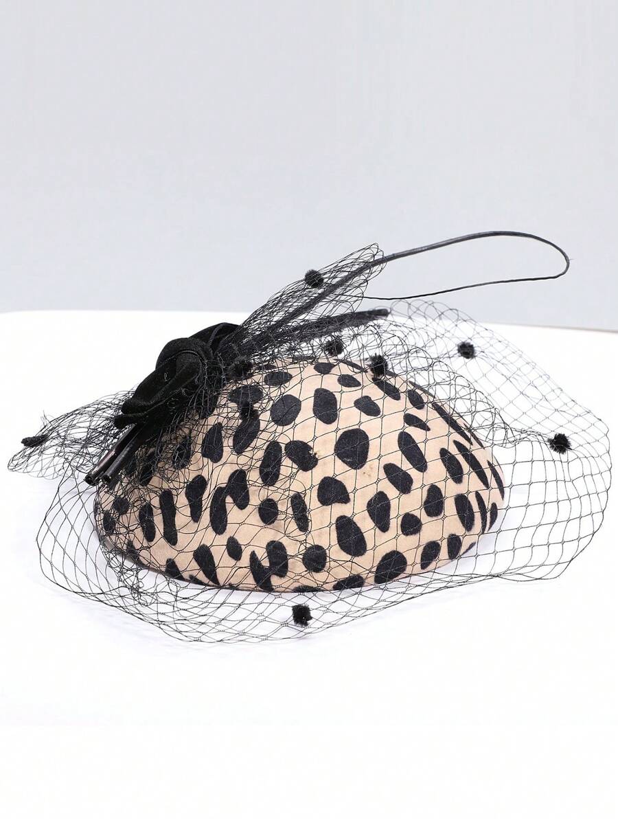 HIMESPORT Leopard Print Fascinators Pillbox Hat With Veil 100% ...