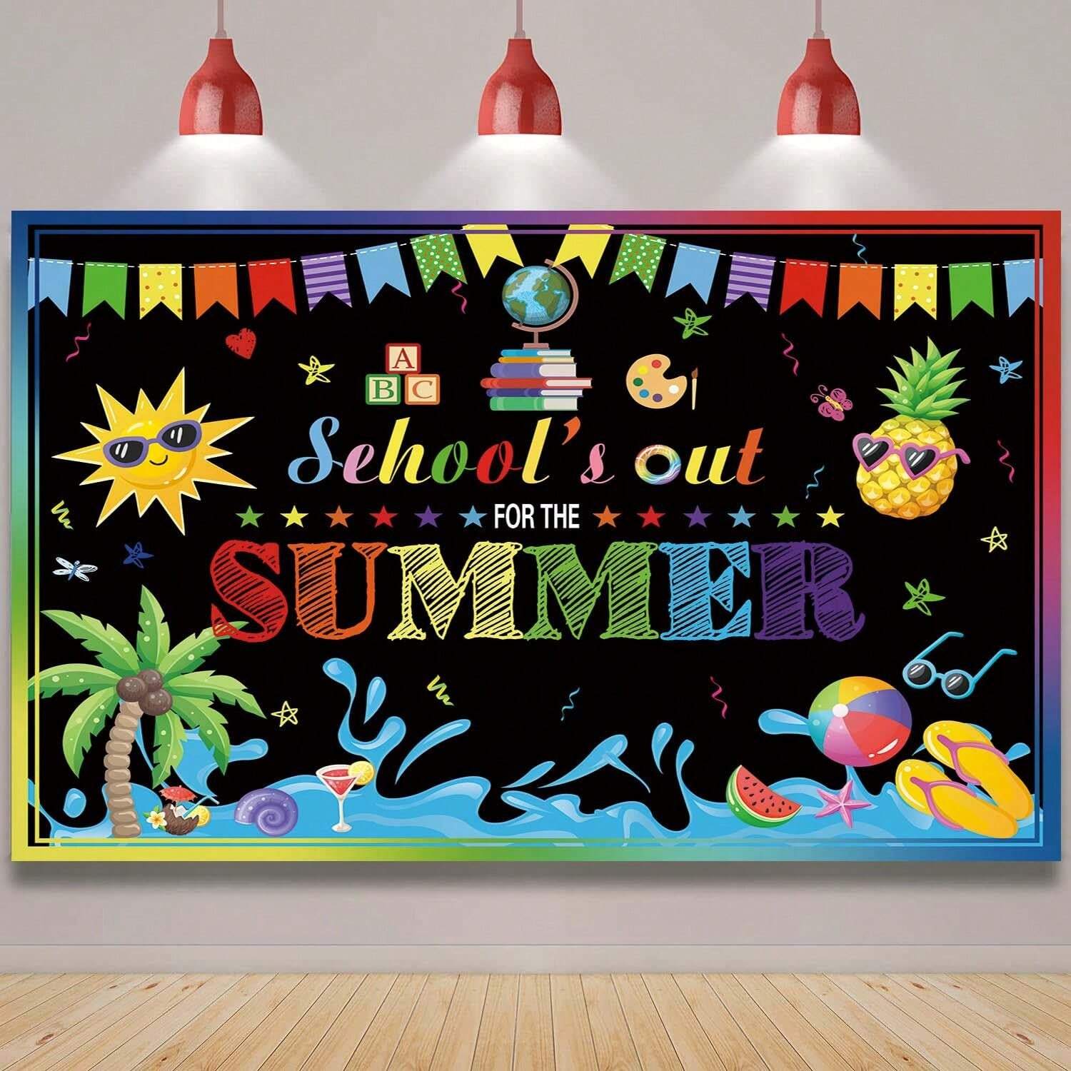 School's Out For The Summer Backdrop End Of School Year Party Backdrop ...
