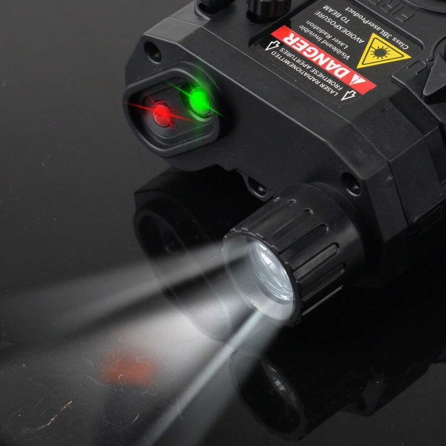 Airsoft PEQ-15 Model, Green Light + Red Light + White LED Flashlight ...