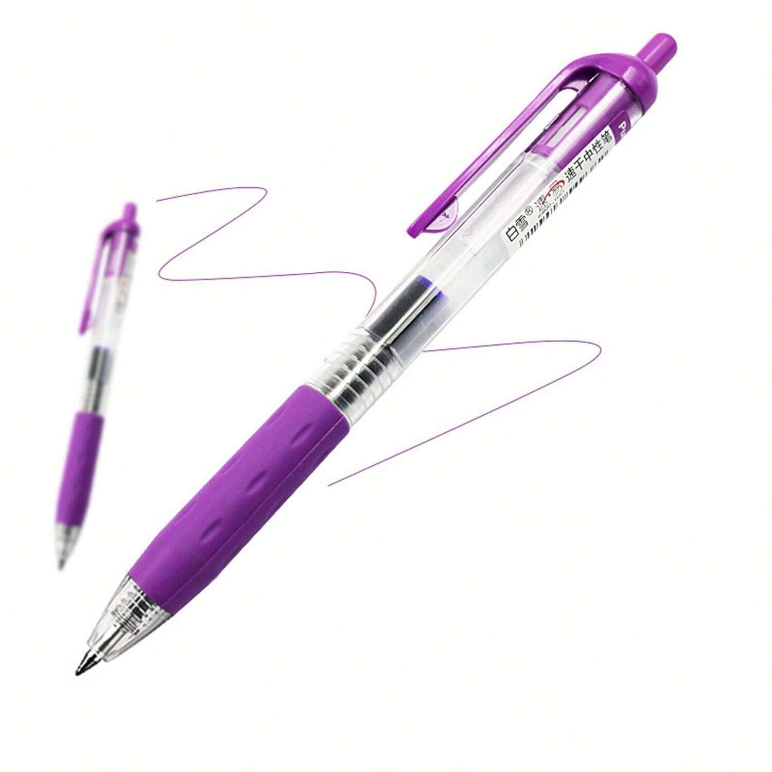 6pcs/Set Roller Pen Purple Color Ink Straight Liquid Gel Pen Ballpoint ...