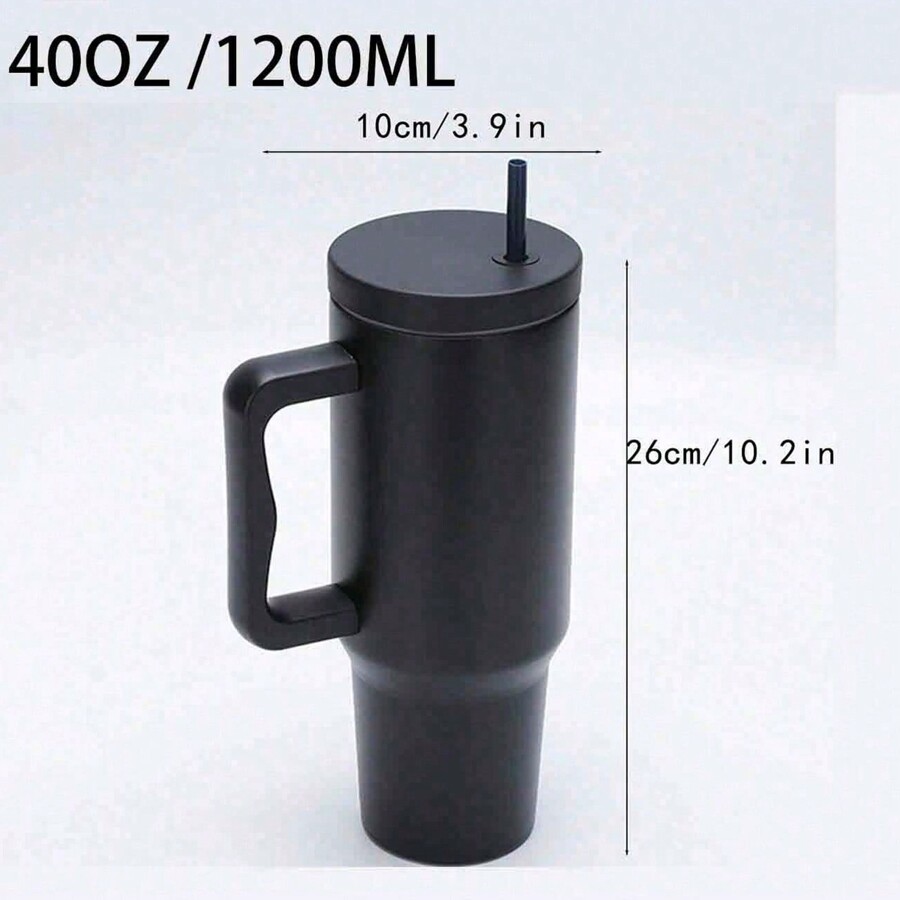 40oz/1200ml With Straw & Handle Insulated Tumbler Mug For Car, 304 Stainless Steel Beer Mug ...