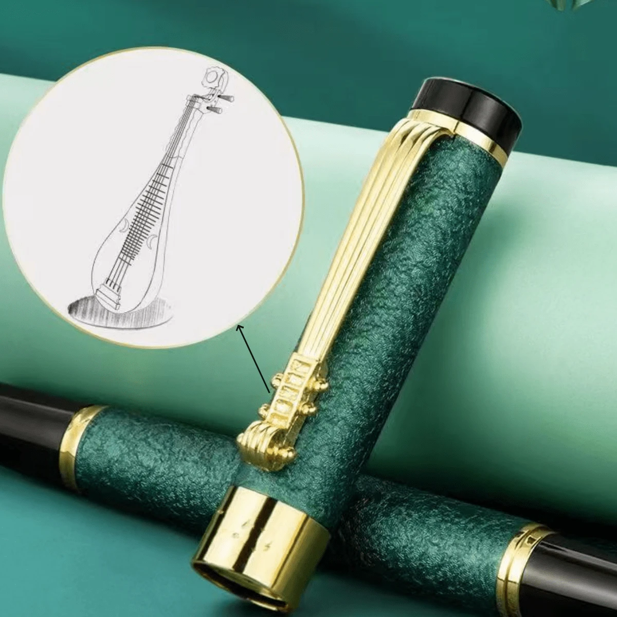 2pcs Ballpoint Pens + 2pcs Pen Pouches, Plated Matte Jewelry Penholder ...