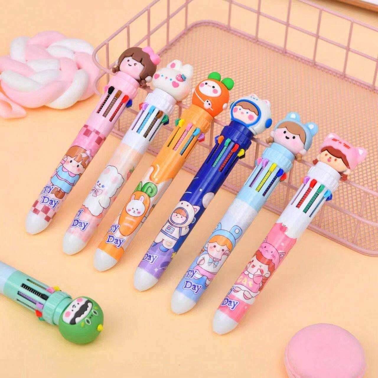 Blind Box Random Model Ten Colour Ballpoint Pens Cartoon Push-Up Multi ...
