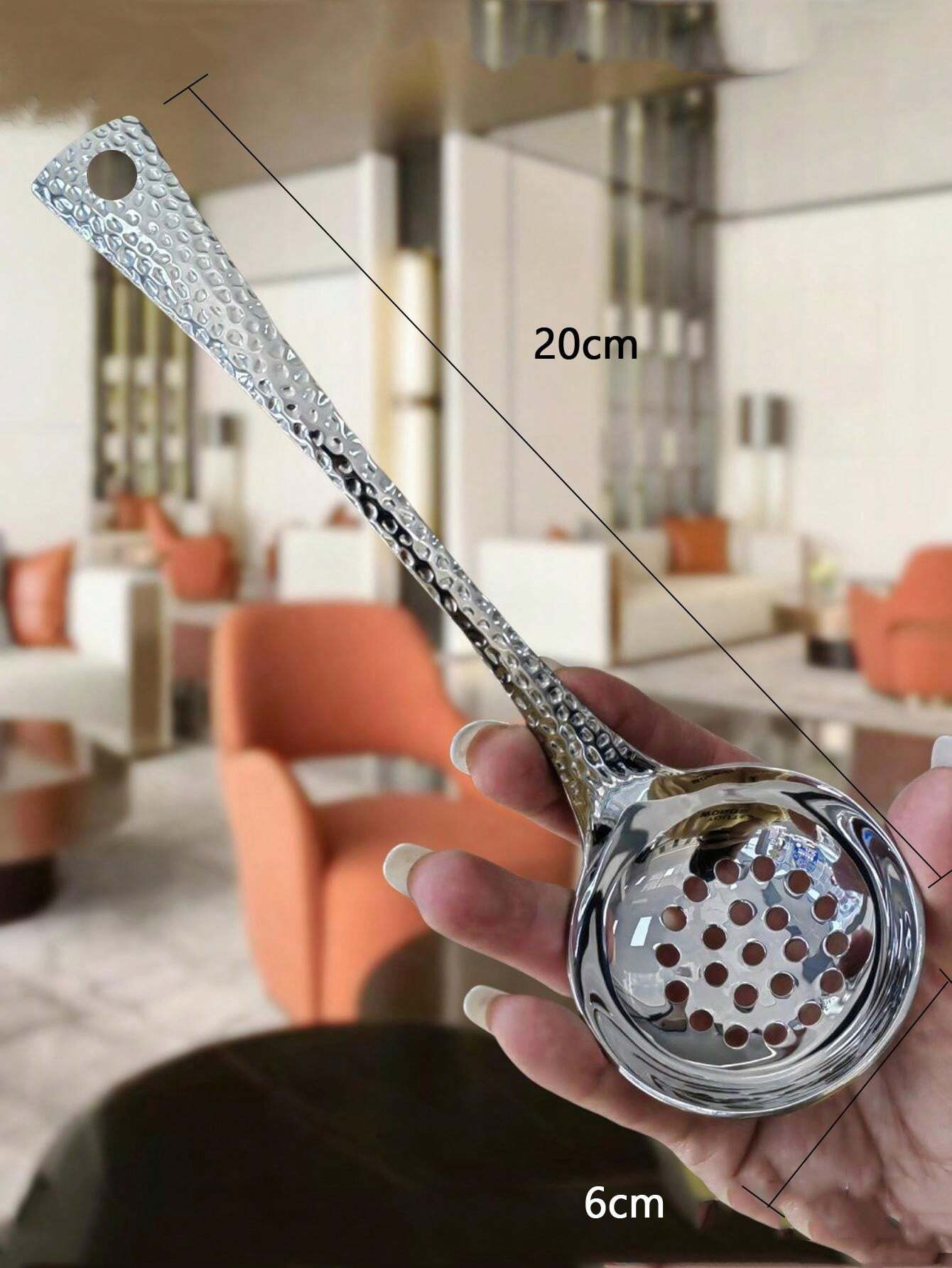 Stainless Steel Hammered Soup Ladle, Thick One-Piece Hot Pot Colander ...