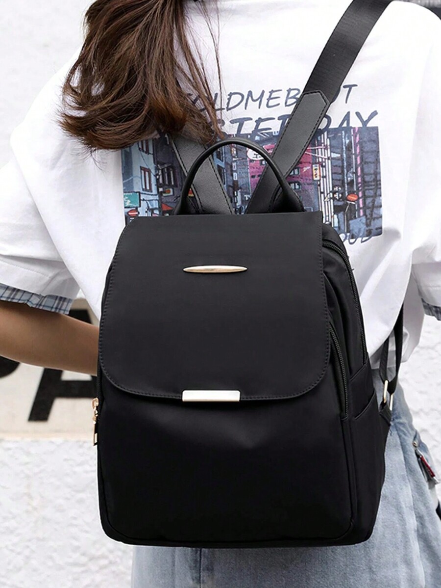 Women's Versatile Solid Color Casual Backpack, Fashion Large Capacity ...
