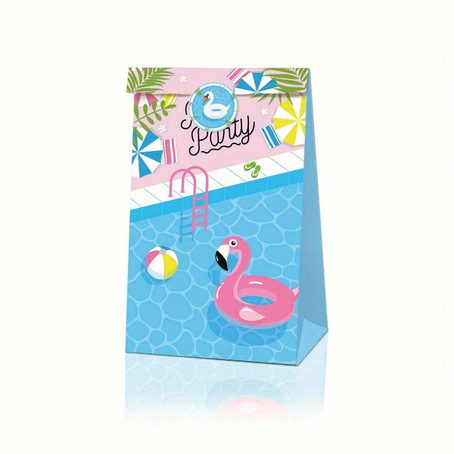 12pcs, Summer Pool Paper Bags With Stickers, Swimming Pool Theme Party ...