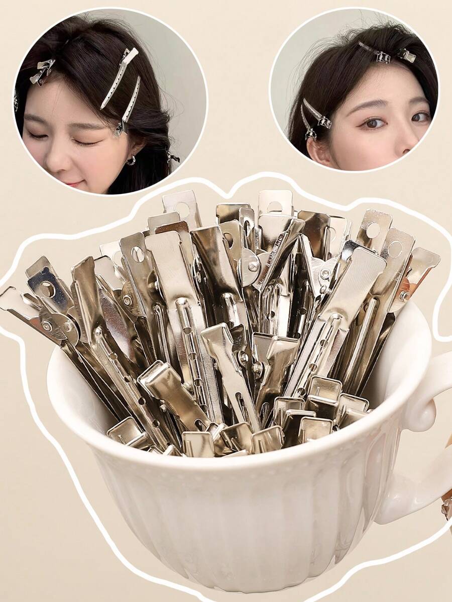 10pcs Large Small Specifications Styling Hair Clips ,Iron Clamp Silvery ...